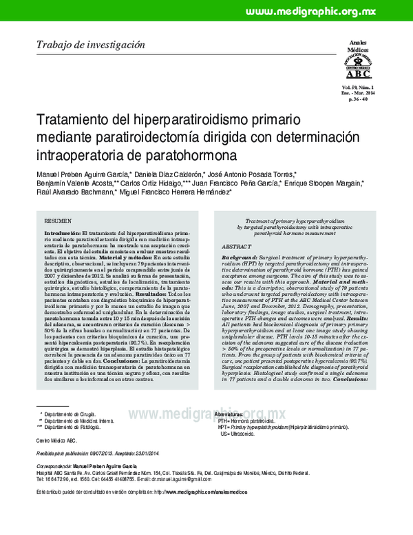 (PDF) Tratamiento del hiperparatiroidismo primario mediante ...
