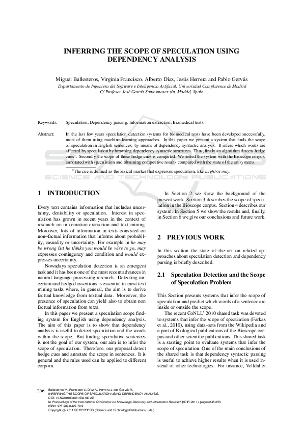 (PDF) Inferring the Scope of Speculation Using Dependency Analysis