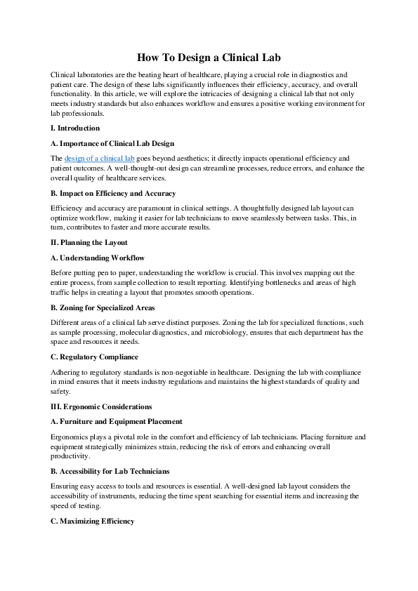 (PDF) How To Design a Clinical Lab