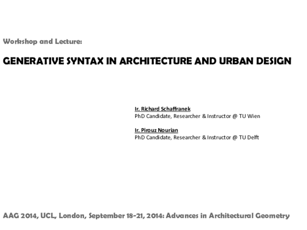 (PDF) Generative syntax in architecture and urban design