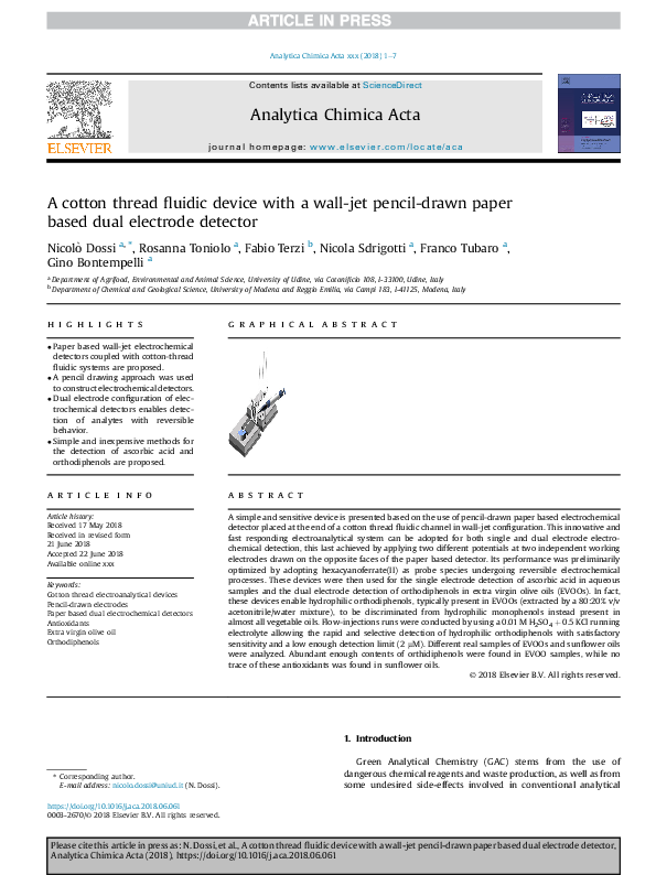 (PDF) A cotton thread fluidic device with a wall-jet pencil-drawn paper ...