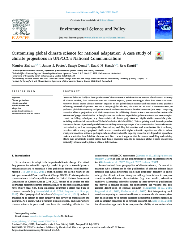 (PDF) Customising global climate science for national adaptation: A ...