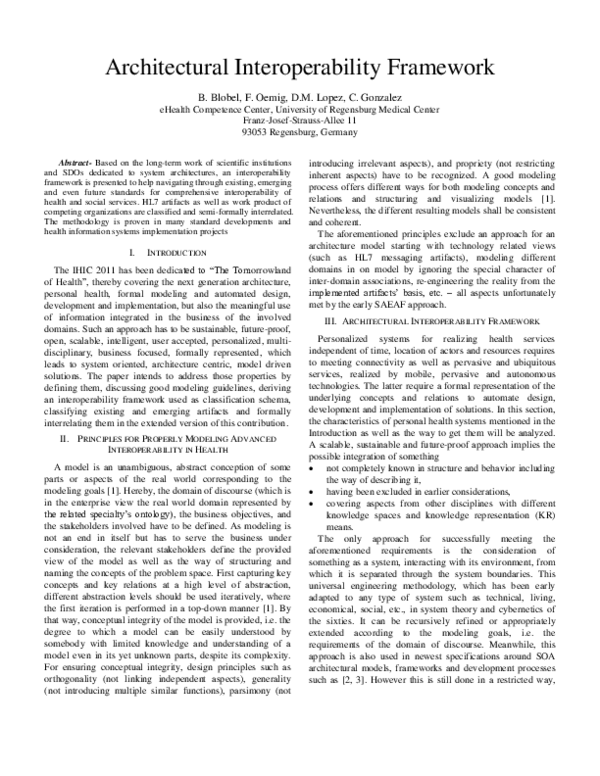 (PDF) Architectural Interoperability Framework