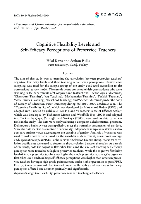 (PDF) Cognitive Flexibility Levels and Self-Efficacy Perceptions of ...