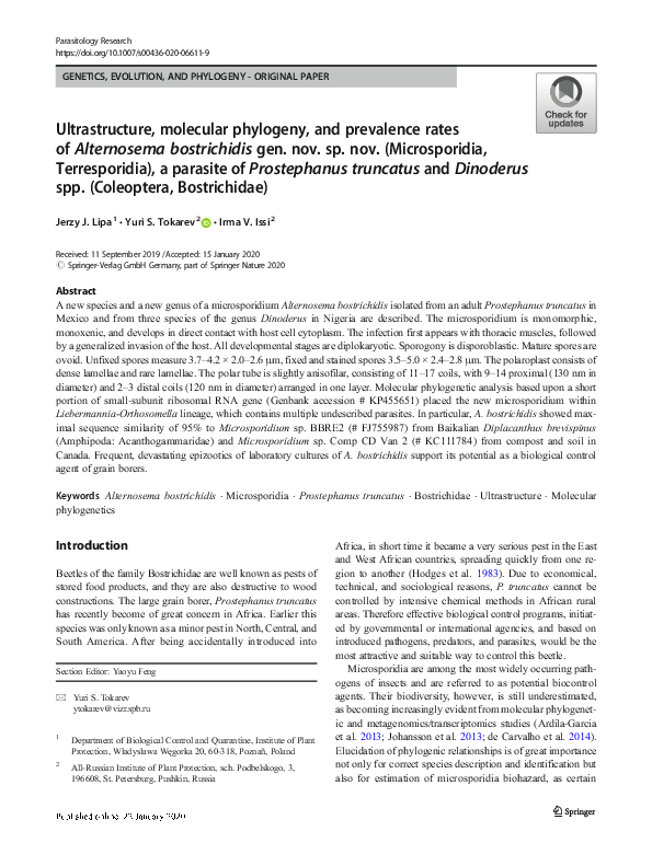 (PDF) Ultrastructure, molecular phylogeny, and prevalence rates of ...
