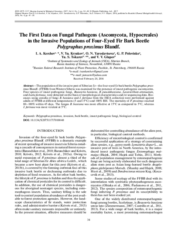 (PDF) The first data on fungal pathogens (ascomycota, hypocreales) in ...