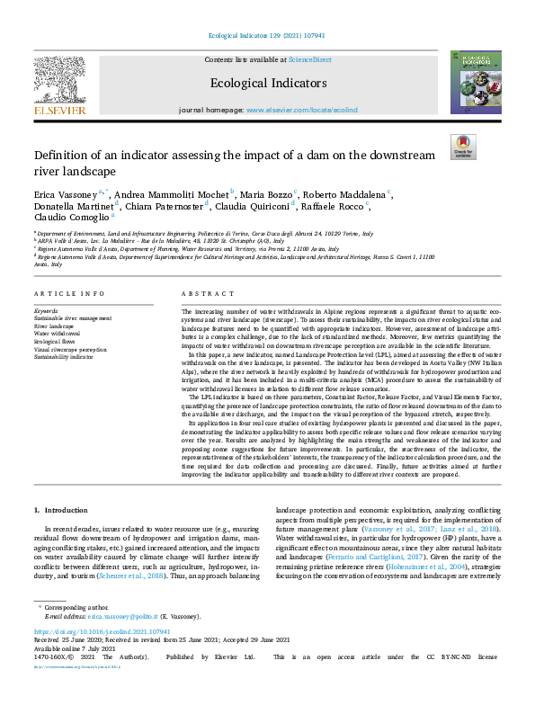(PDF) Definition of an indicator assessing the impact of a dam on the ...