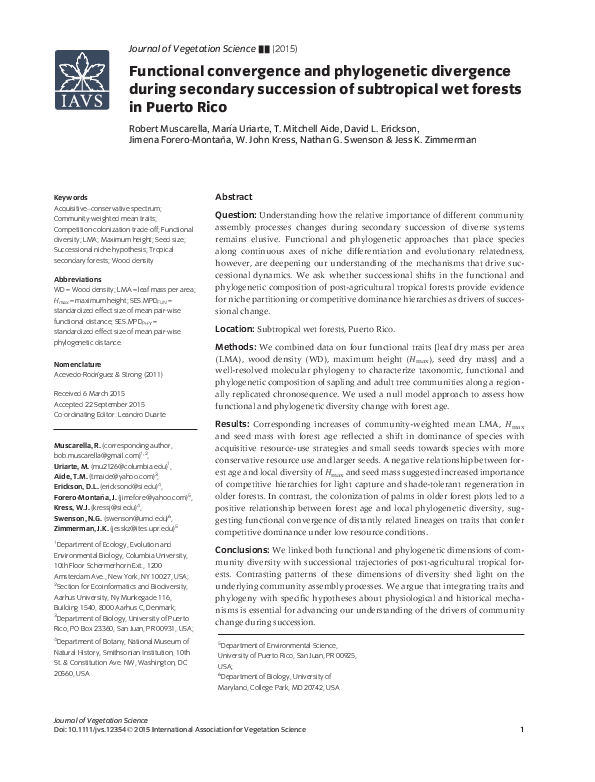 (PDF) Functional convergence and phylogenetic divergence during ...