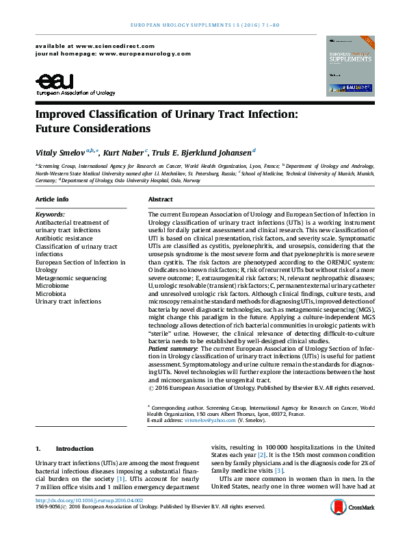 (PDF) Improved Classification of Urinary Tract Infection: Future ...