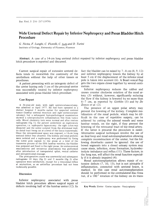 (PDF) Wide Ureteral Defect Repair by Inferior Nephropexy and Psoas ...