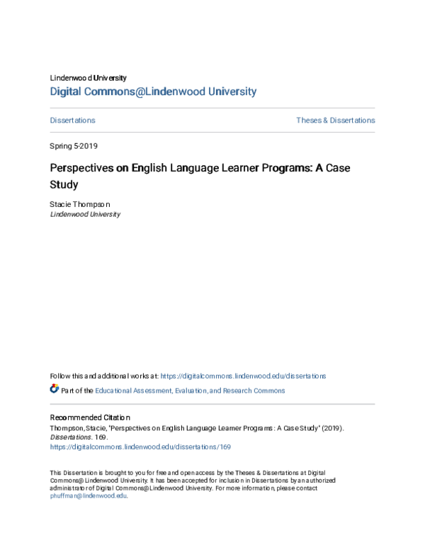 (PDF) Perspectives on English Language Learner Programs: A Case Study ...