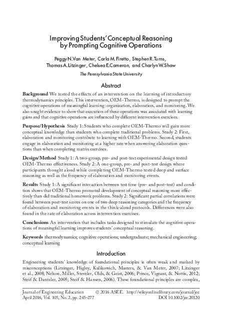 (PDF) Improving Students' Conceptual Reasoning by Prompting Cognitive Operations