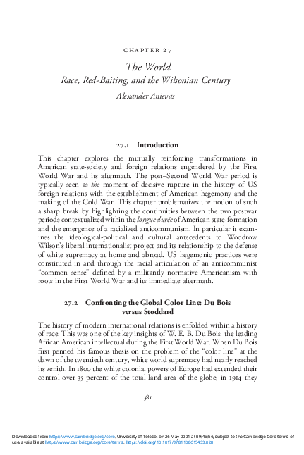 (PDF) The World Race, Red-Baiting, and the Wilsonian Century