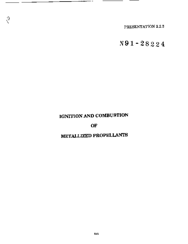 (PDF) Ignition and combustion of metallized propellants
