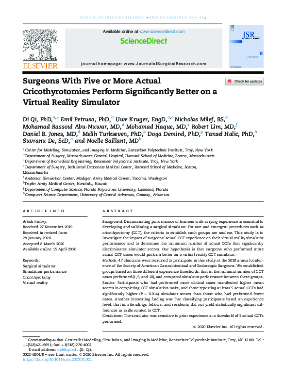 (PDF) Surgeons With Five or More Actual Cricothyrotomies Perform ...