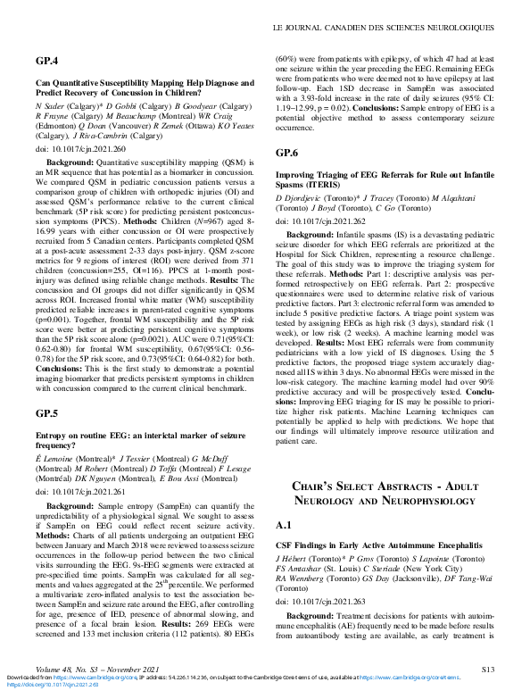 (PDF) A.1 CSF Findings in Early Active Autoimmune Encephalitis
