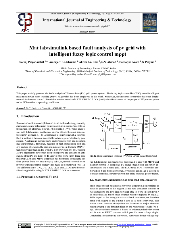 Pdf Mat Labsimulink Based Fault Analysis Of Pv Grid With Intelligent Fuzzy Logic Control Mppt 4003