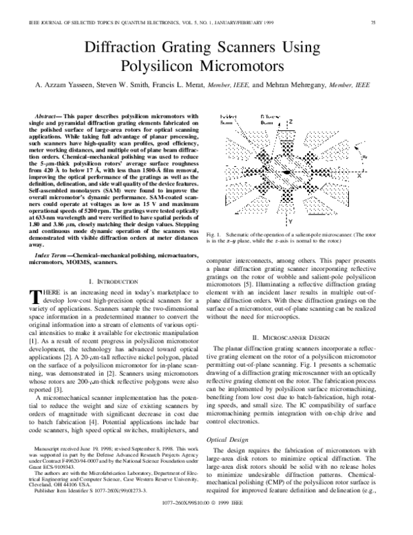 (PDF) Polysilicon Micromotor Scanners with Diffraction Gratings