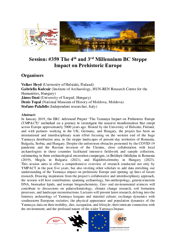 (PDF) Call for papers (EAA 2024, Rome) Session: #359 The 4th and 3rd Millennium BC: Steppe ...