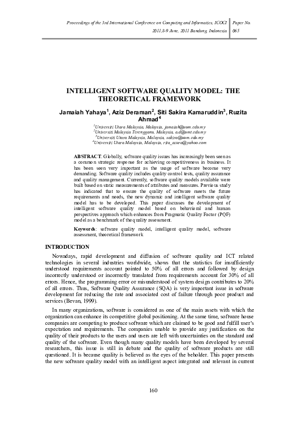 (PDF) Intelligent Software Quality Model: The Theoretical Framework