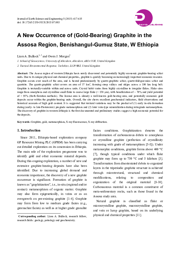 (PDF) A New Occurrence of (Gold-Bearing) Graphite in the Assosa Region ...