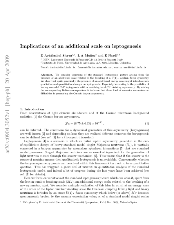 (PDF) Implications of an additional scale on leptogenesis