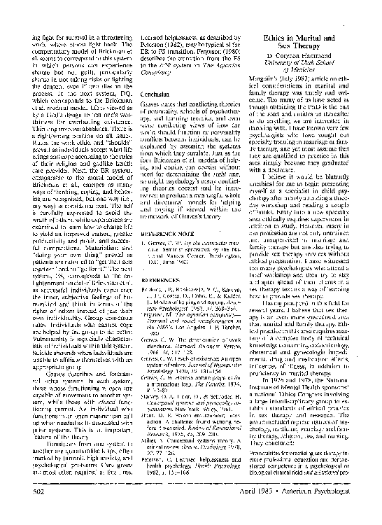 Pdf Ethics In Marital And Sex Therapy