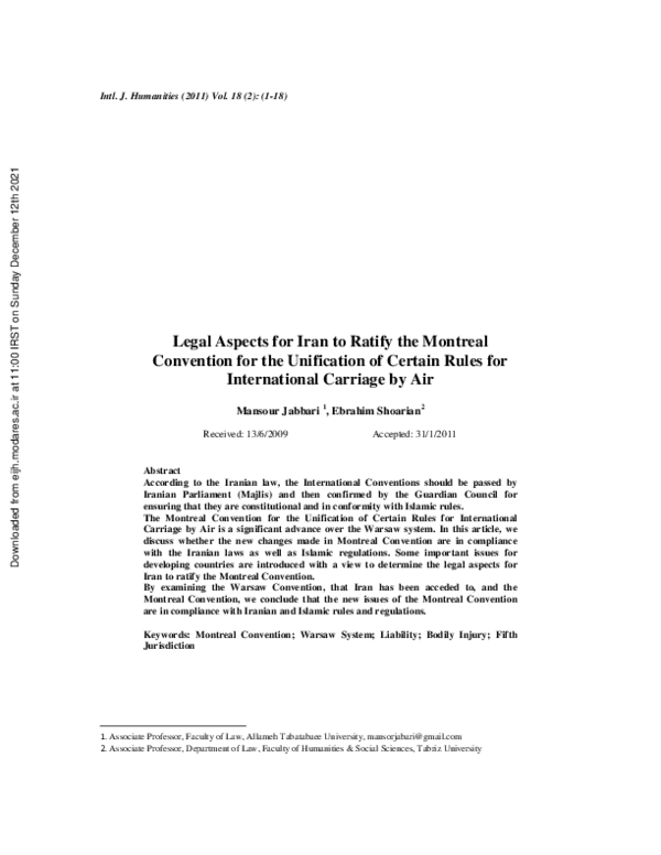 (PDF) Convention for the Unification of Certain Rules for International ...