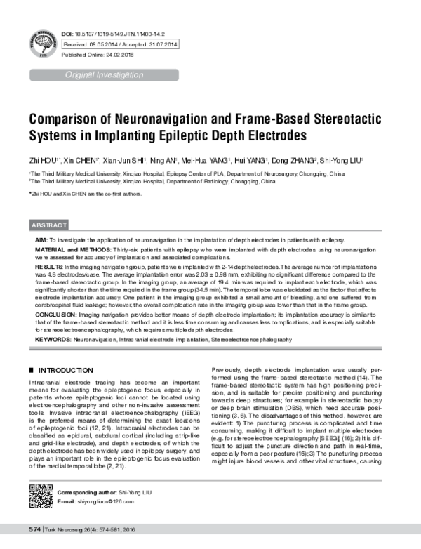 (PDF) Comparison of neuronavigation and frame-based stereotactic system ...