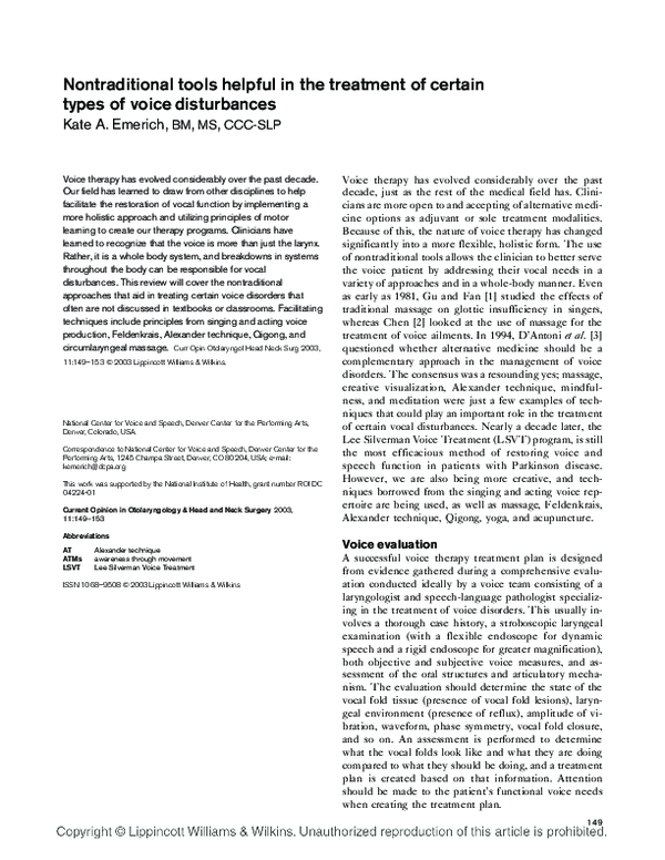 (PDF) Nontraditional tools helpful in the treatment of certain types of voice disturbances