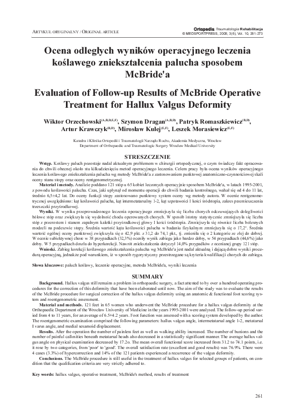 (PDF) Evaluation of follow-up results of McBride operative treatment ...