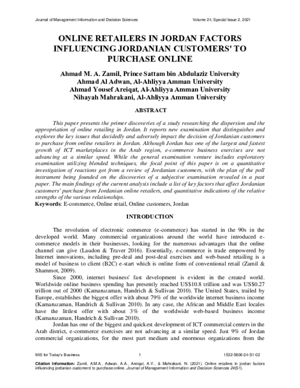(PDF) Online Retailers in Jordan Factors Influencing Jordanian ...