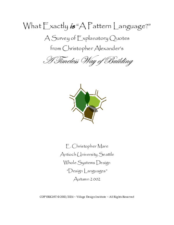 (PDF) What Exactly IS a Pattern Language?