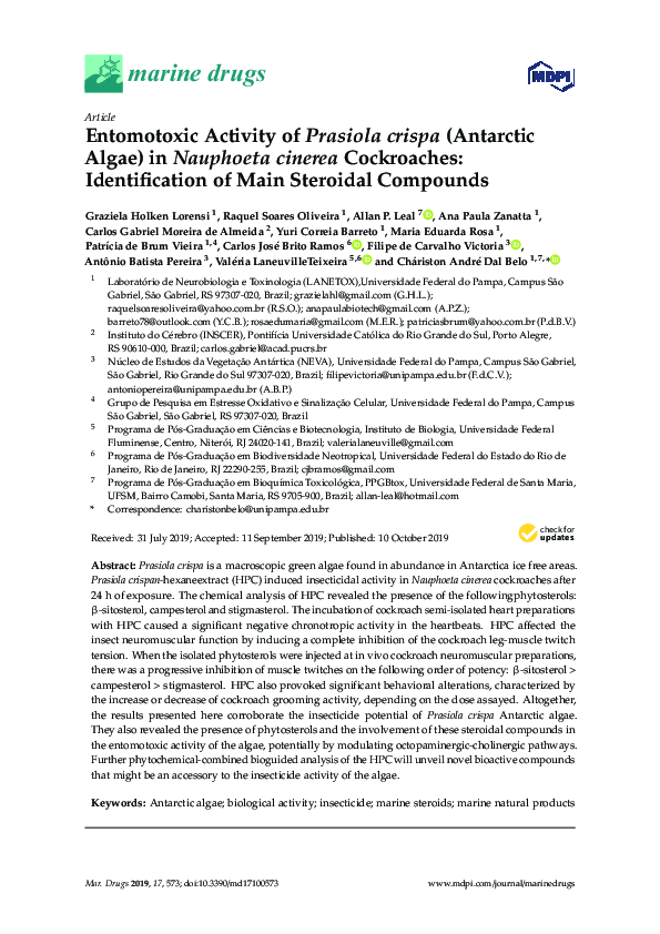 (PDF) Entomotoxic Activity of Prasiola crispa (Antarctic Algae) in ...