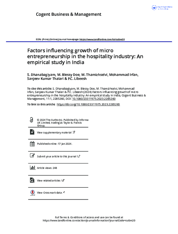 (PDF) Factors influencing growth of micro entrepreneurship in the ...