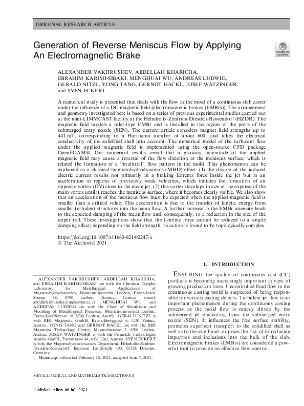 (PDF) Generation of Reverse Meniscus Flow by Applying An ...