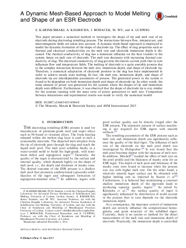 (PDF) A Dynamic Mesh-Based Approach to Model Melting and Shape of an ...