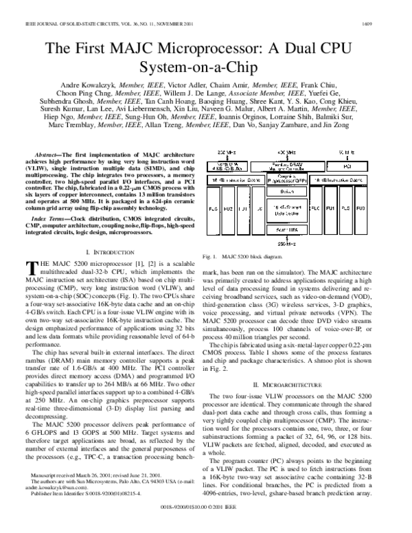 (PDF) The first MAJC microprocessor: a dual CPU system-on-a-chip