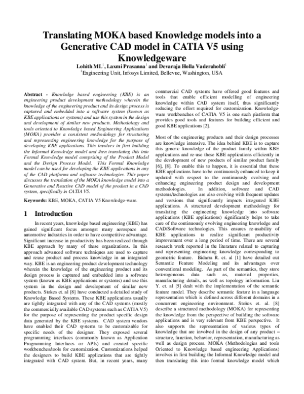 (PDF) Translating MOKA based Knowledge models into a Generative CAD model in CATIA V5 using ...