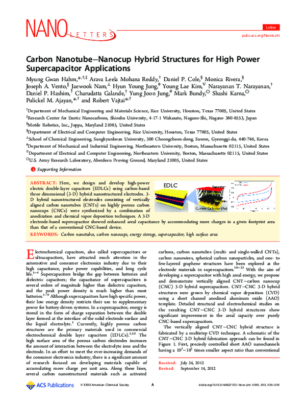 (PDF) Carbon Nanotube–Nanocup Hybrid Structures for High Power ...