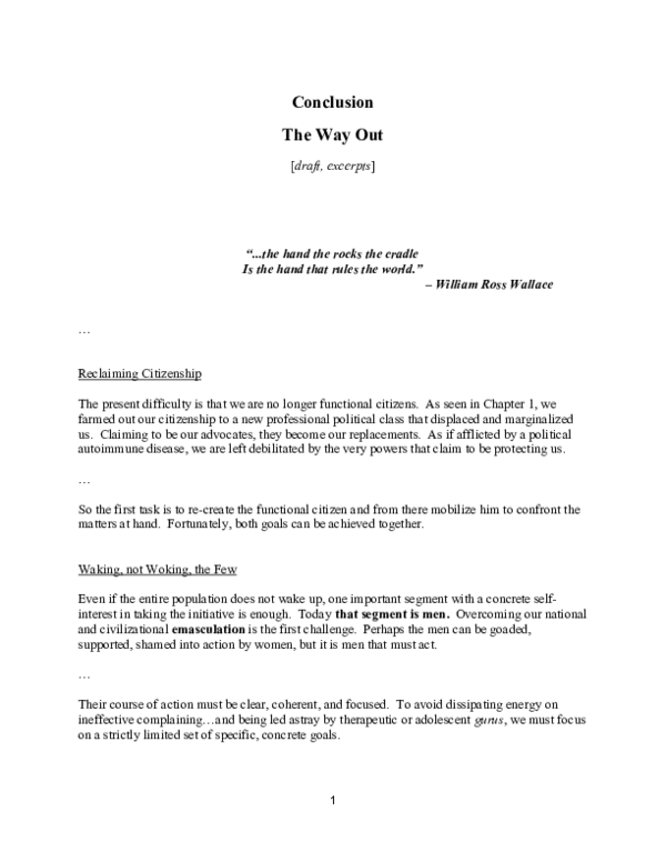 (DOC) The Remedy (Conclusion, draft, excerpts)