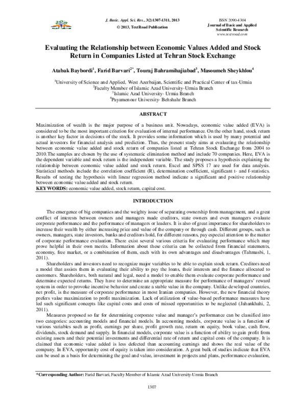 (PDF) Evaluating the Relationship between Economic Values Added and ...