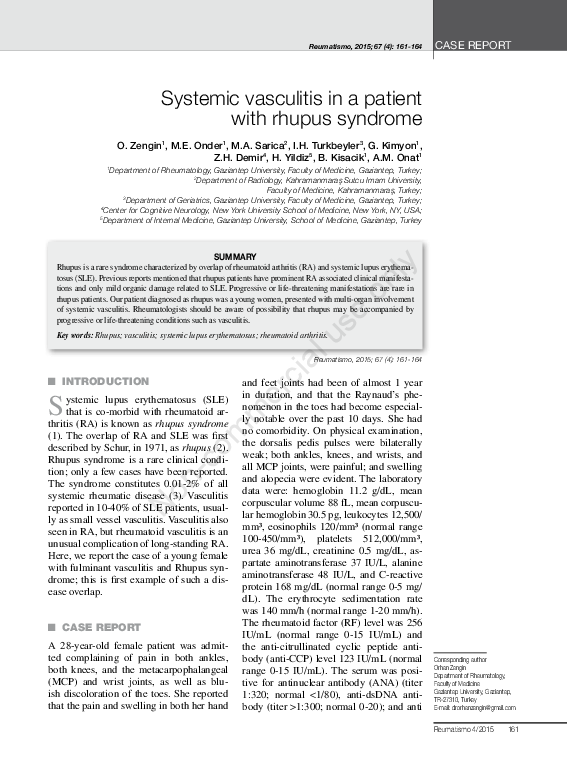 (PDF) Systemic vasculitis in a patient with rhupus syndrome