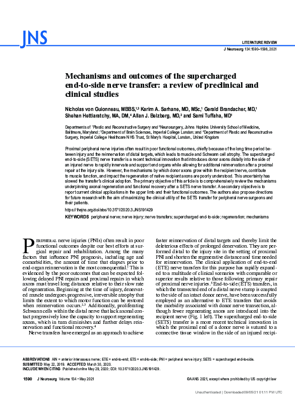 (PDF) Mechanisms and outcomes of the supercharged end-to-side nerve ...