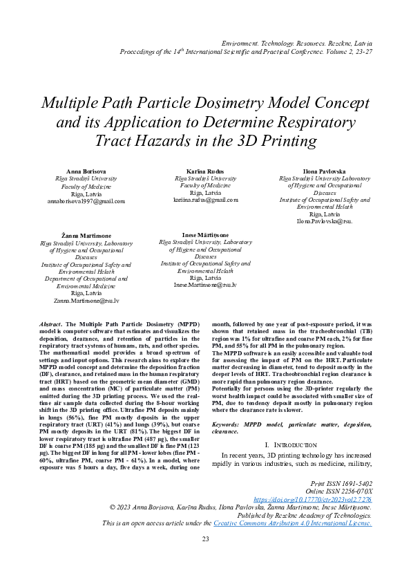 (PDF) Multiple Path Particle Dosimetry Model Concept and Its ...