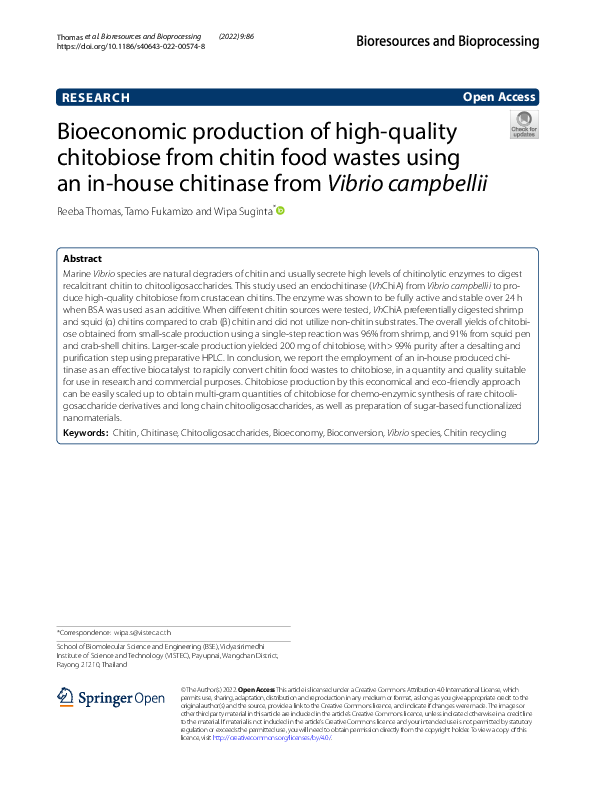 (PDF) Bioeconomic production of high-quality chitobiose from chitin ...