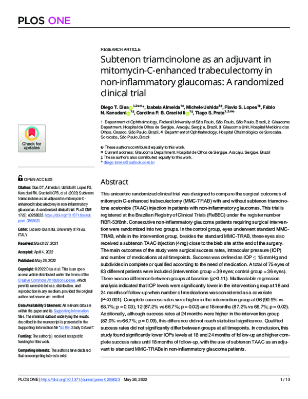 (PDF) Subtenon triamcinolone as an adjuvant in mitomycin-C-enhanced ...