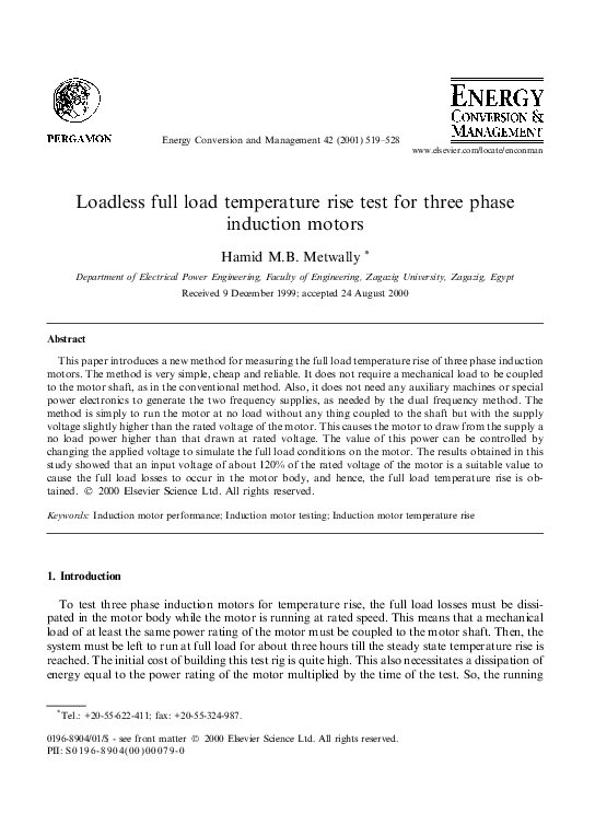 (PDF) Loadless full load temperature rise test for three phase ...