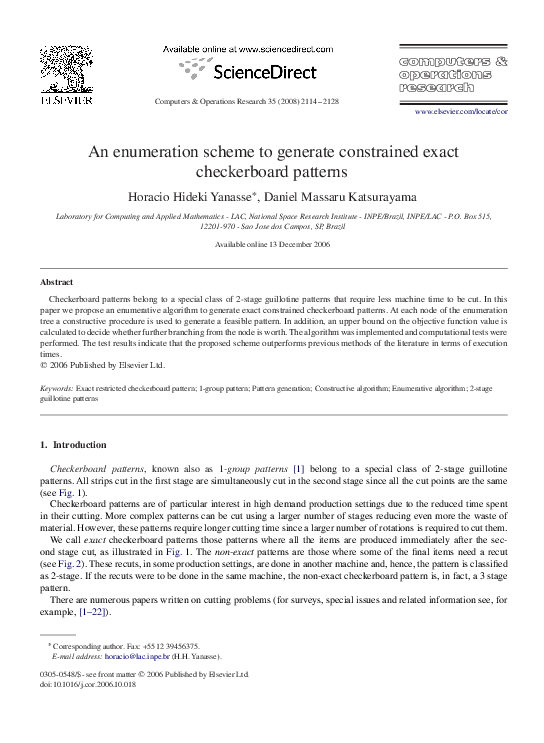Pdf An Enumeration Scheme To Generate Constrained Exact Checkerboard Patterns