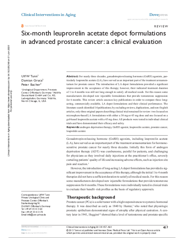 (PDF) Six-month leuprorelin acetate depot formulations in advanced ...